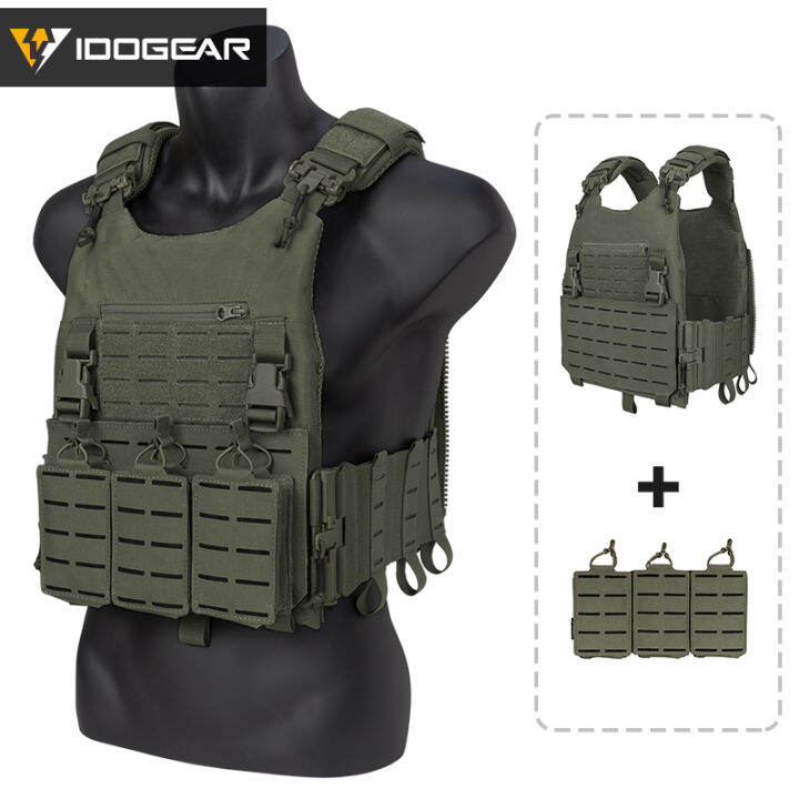 IDOGEAR LSR Tactical Vest with 556 Triple Magazine Pouch Quick Release ...