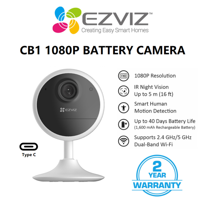Ezviz CB1 Smart Home WiFi Battery IP Camera CCTV Indoor Type C | Lazada