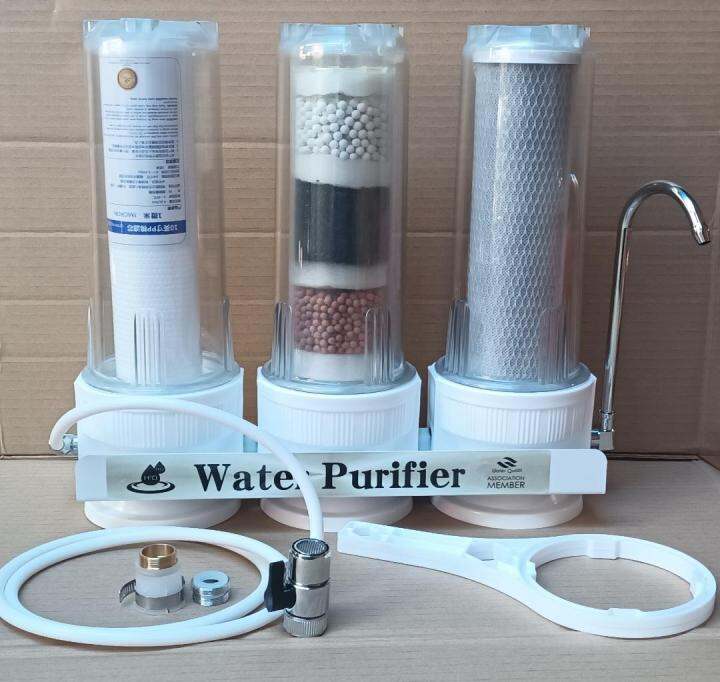 3 Stage ALKALINE Counter Top Water Purification Filter Set - including ...