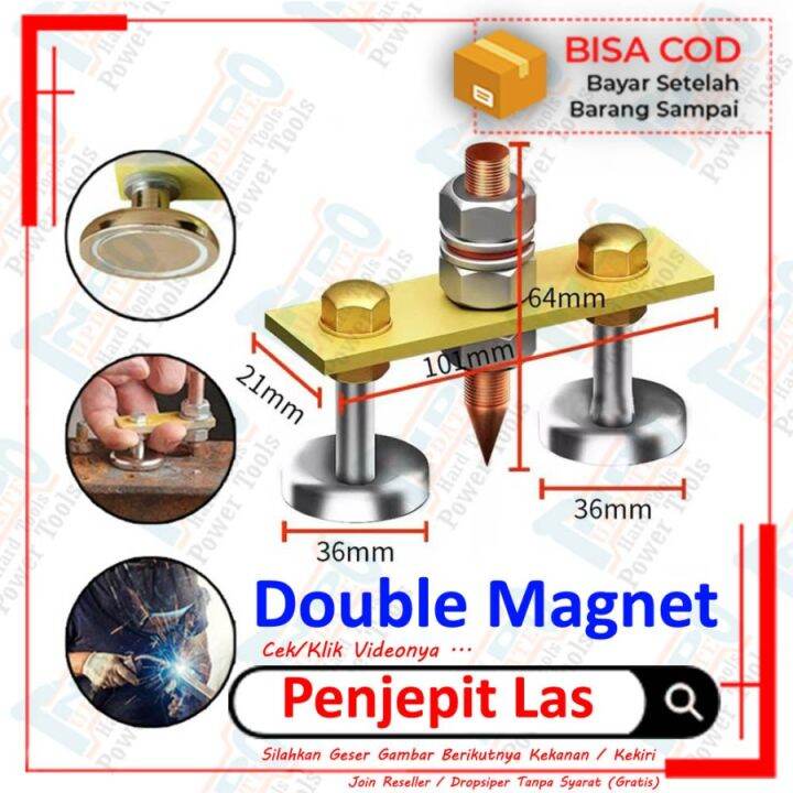 Klem Tang Las Magnet Single Double Kabel Massa Mesin Travo Las Listrik 2magnet Clamp Pemegang ...