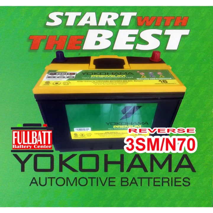 3SM N70 YOKOHAM Premium Car Battery Reverse Polarity (16 Months ...
