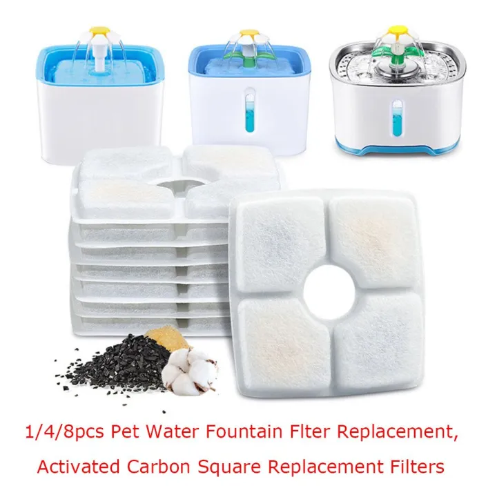 5210A 1/4/8PCS ทำความสะอาด น้ำพุแมว ตู้น้ำสุนัข อัตโนมัติ สี่เหลี่ยม ตัวกรองสำรอง น้ำพุสัตว์ ...