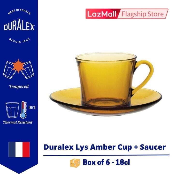 Duralex Lys Amber Cup + Saucer (Set of 6) | Lazada Singapore