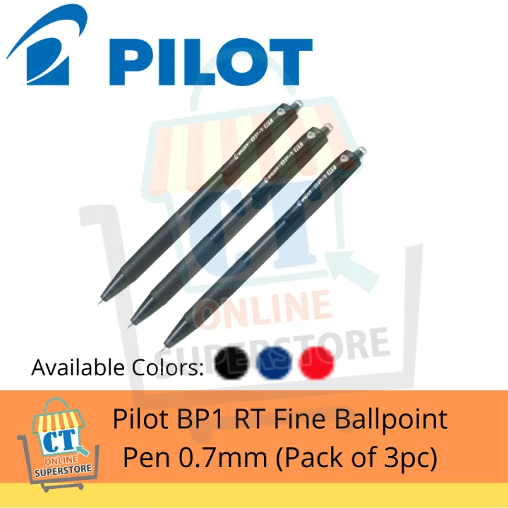 Pilot BP-1 RT Ballpoint Ballpen Retractable Fine 0.7mm (Pack of 3pc ...
