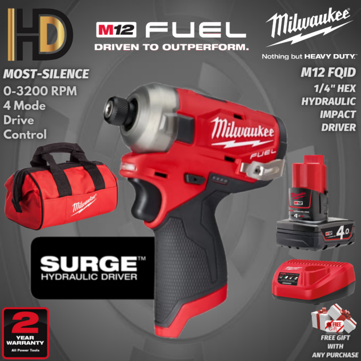 Milwaukee M12 FQID Fuel 1/4" Hex Surge Impact Driver / Brushless Motor ...