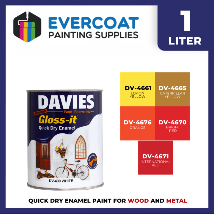 Davies Gloss-it QDE Paint for Wood / Furnitures 1L (Reds and Yellows ...