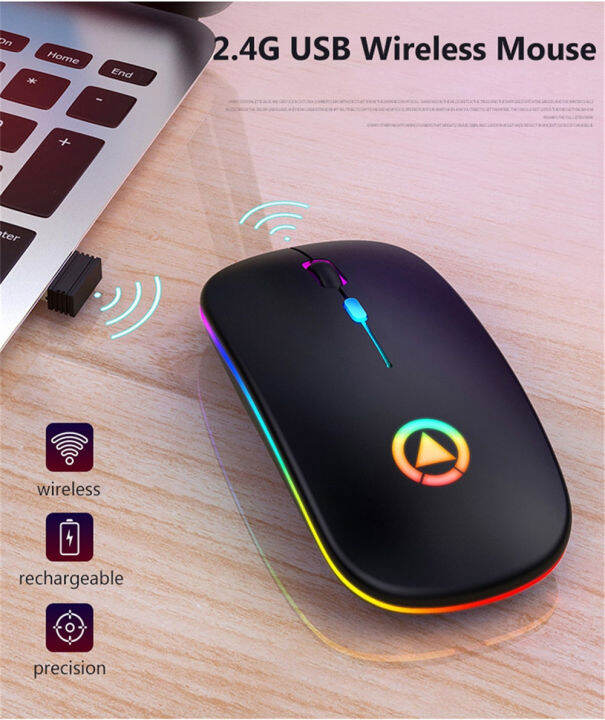 Original A2 Silent Wireless Rechargeable RGB Backlit USB Optical ...