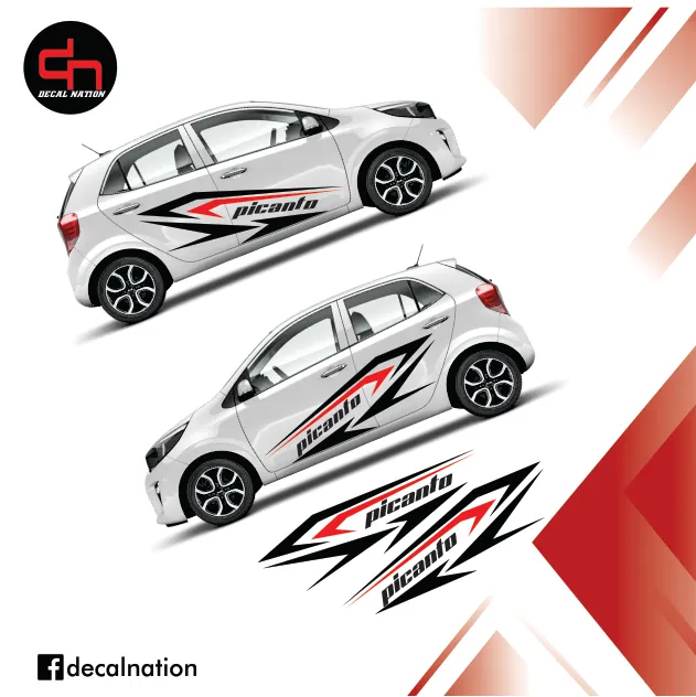 Kia Picanto Both Side Decals Weatherproof Cut Out Vinyl Sticker Red ...