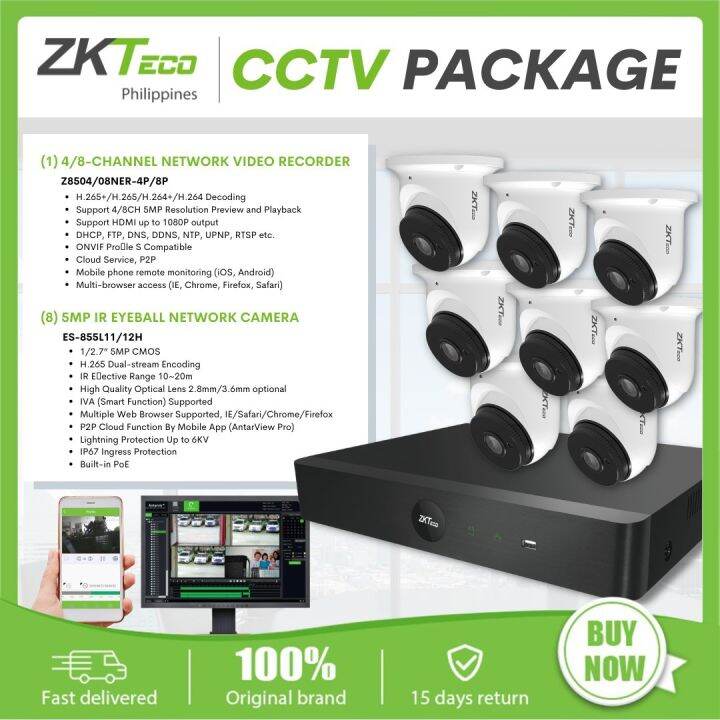 ZKTeco CCTV Package Eyeball Network Camera Video Recorder | Lazada PH