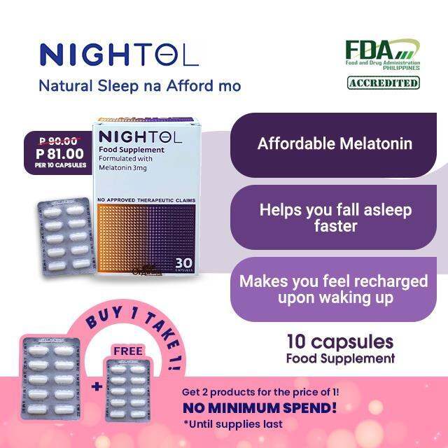 [EXPIRATION: JUNE 2023] [BUY 1 TAKE 1] Nightol Pure 3mg Melatonin ...