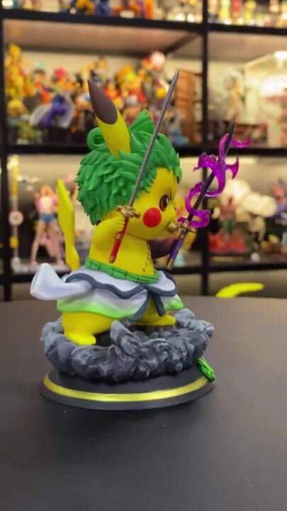 4'' PVC Pokemon Anime Figure Kawaii Pikachu Cosplay Roronoa Zoro Statue ...