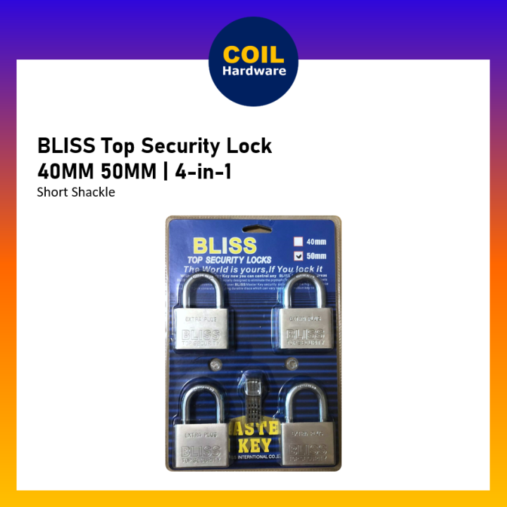 [4 PCS] BLISS Chrome Padlock | Short Shackle | Heavy Duty | Manga Pintu ...
