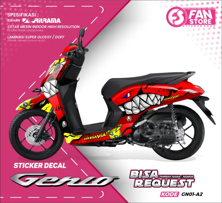 Decal Honda Genio Fullbody Decal Motor Genio Hiu Merah | Lazada Indonesia