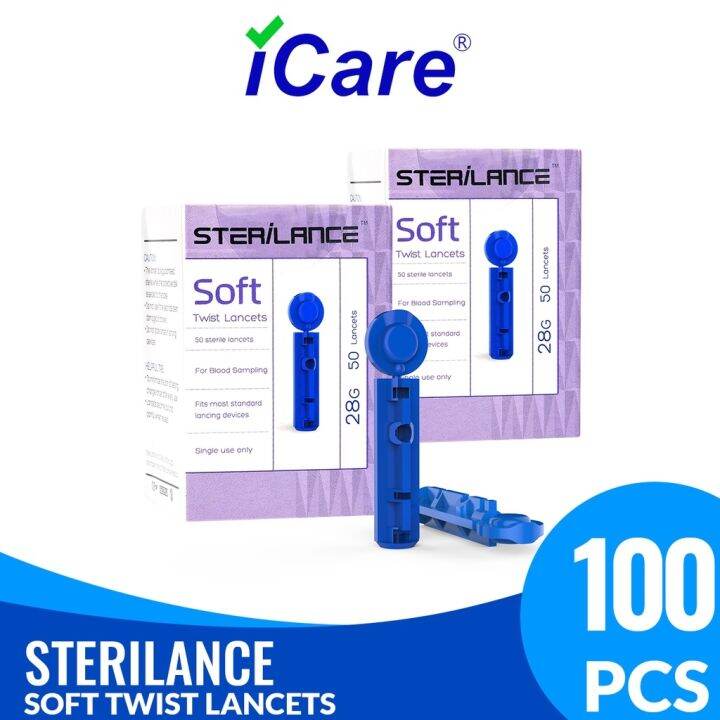 iCare®SL100 Sterilance 100pcs Soft Twist Sterile Lancets 28G | Lazada PH