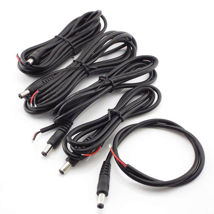 5pcs 2pin 12V DC Male Power Pigtail Cable 5.5x2.1mm Male Jack Cord DIY ...
