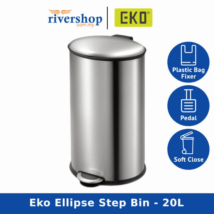 Eko Ellipse Step Bin 9325 - 20Litres Stainless Steel Dustbin Step Bin ...