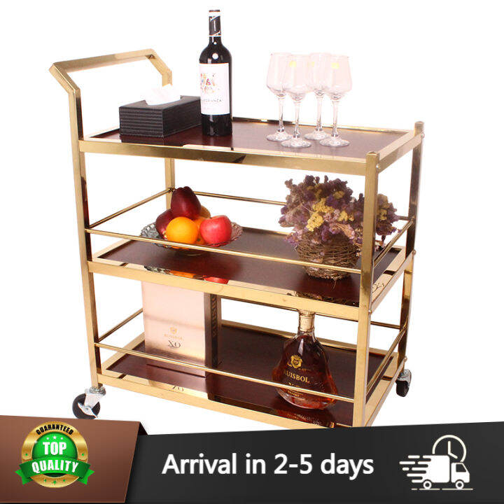stainless gold trolley cart coffee wine bar ktv hotel trolley cart ...