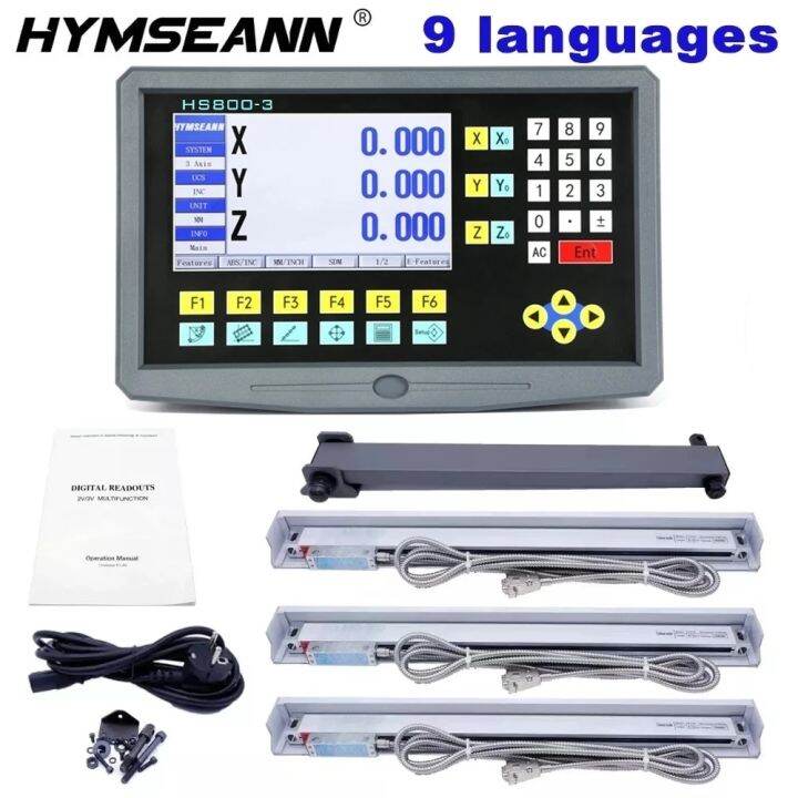 Complete Set 3 Axis LCD Digital Readout DRO With 3 Pieces 0-1000Mm Glass Linear Scale Encoder ...