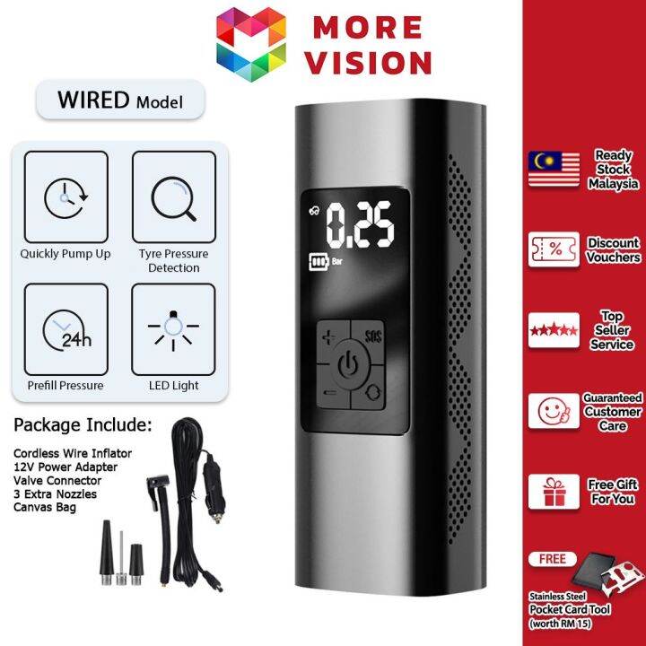 Air Pump Tyre Inflator Car Bike Mini Portable Tire Wireless Tayar ...