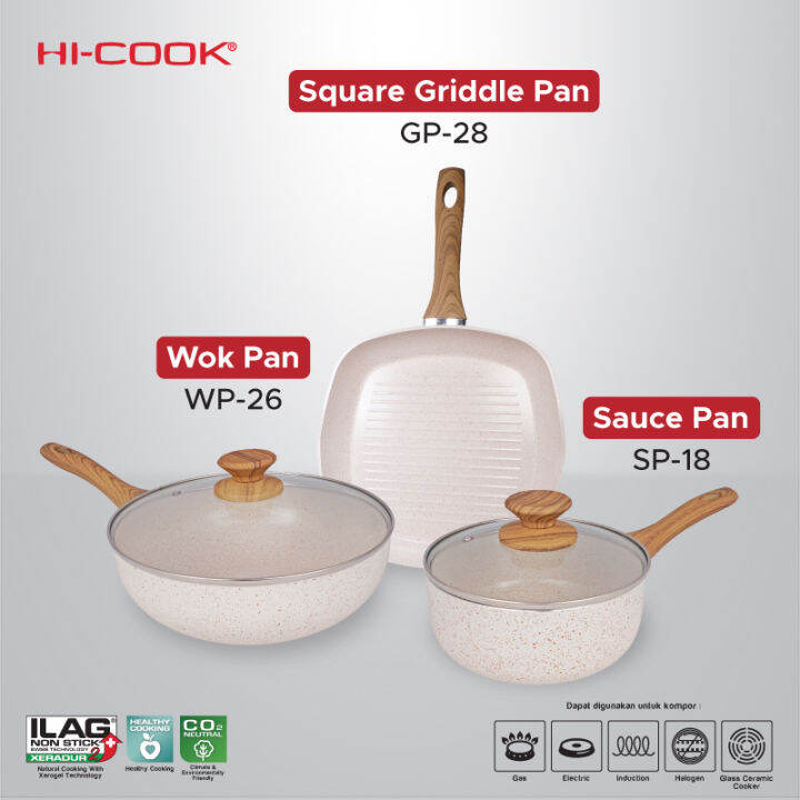 Hi-Cook PANtastic Cooking 3 / Pan Set Series - Set Pan Anti Lengket ...