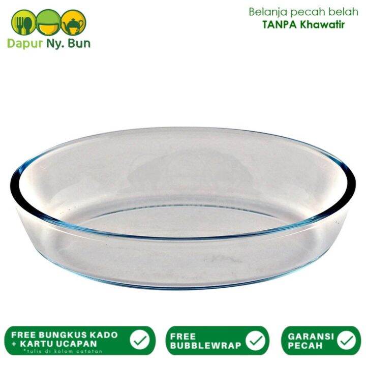 Loyang Kaca Oval Besar Ukuran 3L / Borosilicate Glass Bakeware 15Inch ...