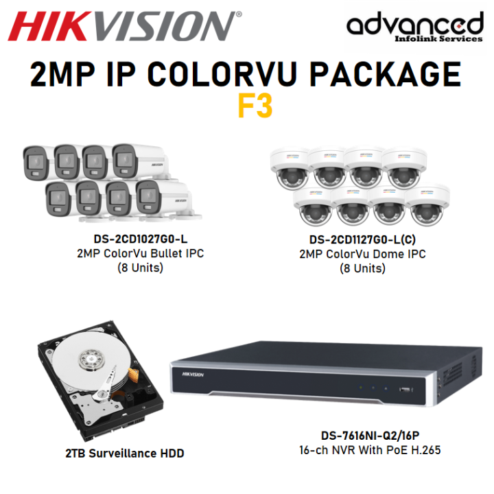 HIKVISION CCTV 2MP IP ColorVu 16 Channel Package F3 | Lazada