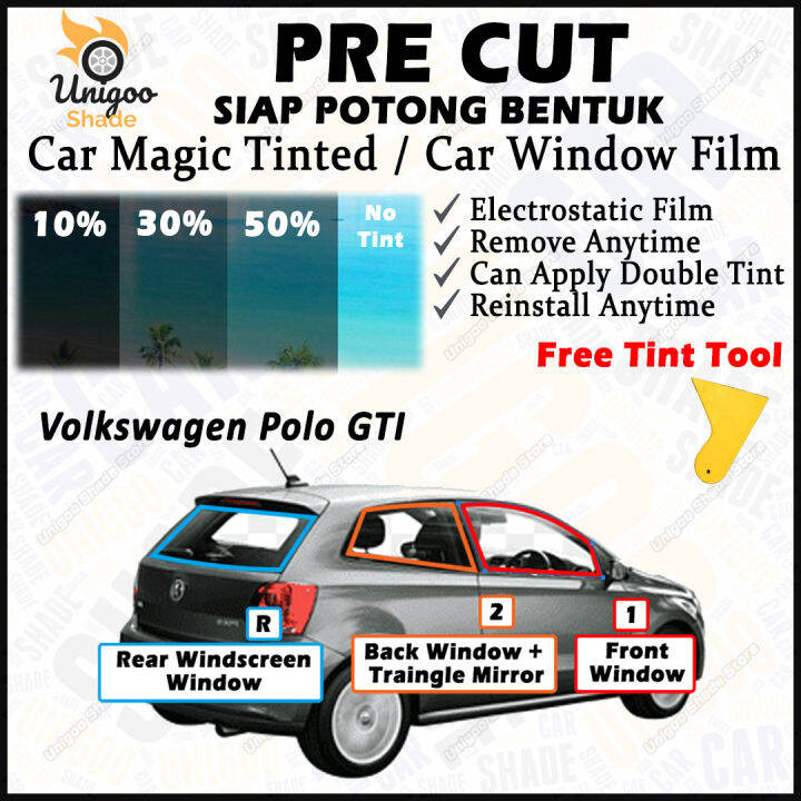 For Volkswagen Polo GTI Magic Tinted Removeable and Reusable Car Window ...
