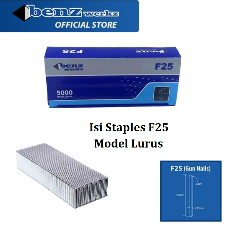 Benz Isi Staples Mesin Paku Tembak Lurus F25 - Isi Staples Tembak Angin ...