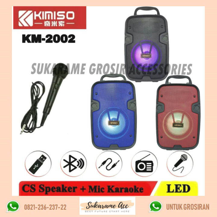 Speaker Bluetooth Led Karaoke Portable Wireless KIMISO KM 2002 + Mic ...