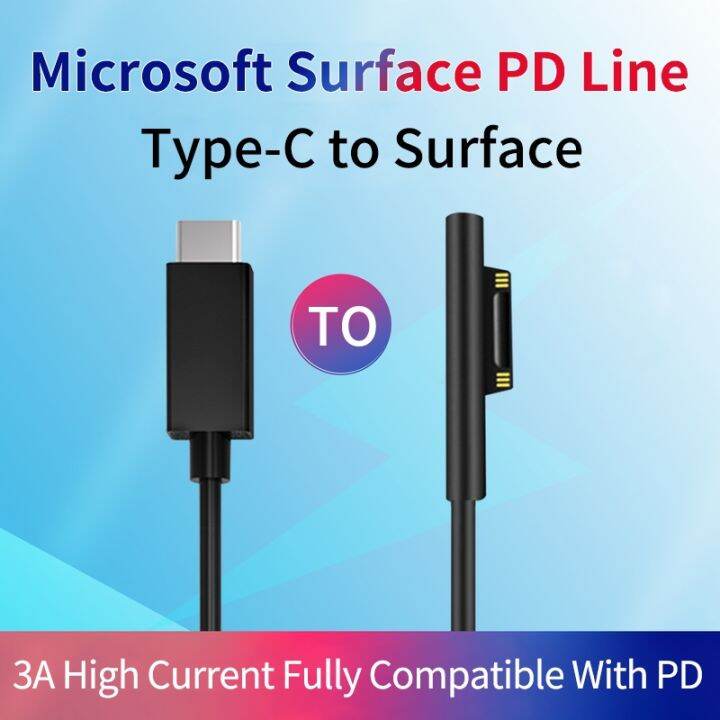{Hot} Type-C To Microsoft Surface USB Type C PD ที่ชาร์จสำหรับ Pro 6/5 ...