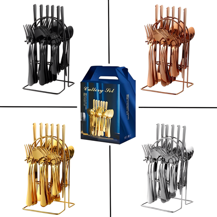 (RACK OR PREMIUM BOX) CashewBoy Stainless Steel Cutlery Set with Rack ...