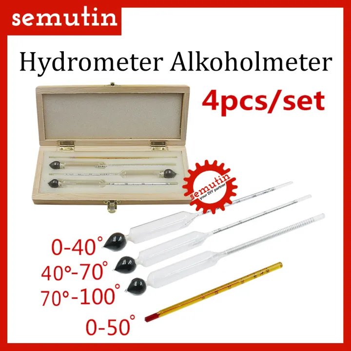 Hydrometer Alkoholmeter 4 in 1 / Alcohol Meter Alat Uji Kadar Alkohol ...
