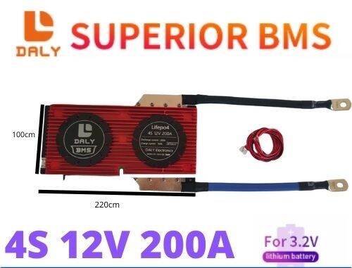 DALY Lifepo4 BMS 4S 12V 200A compatible w/ 32650 3.2v solar battery Wide Nominal Application ...