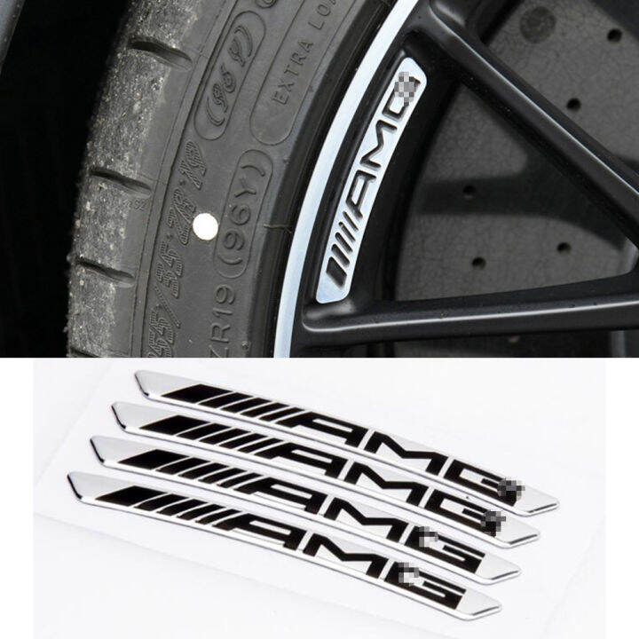 4pcs/Lot 3D AMG Logo Car Styling Badge Wheel Rim Emblem Sticker Black ...