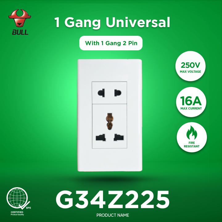 Bull 3 Prong & 2 Prong Universal outlet G34Z225 | Lazada PH