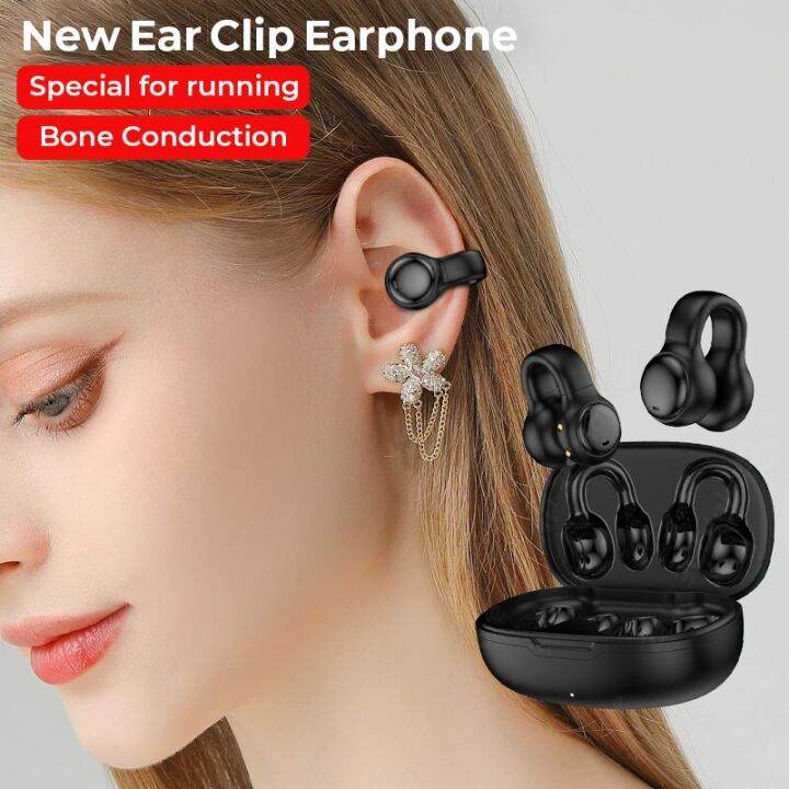NEW Bone Conduction Bluetooth 5.3 Headphones Earclip Wireless Earphones ...
