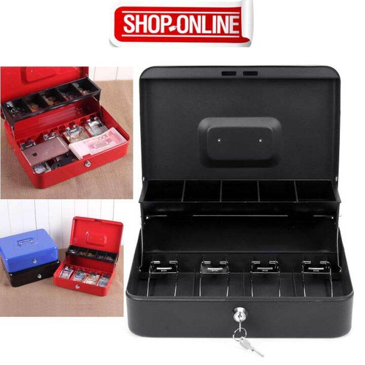 Large Key Lock Stainless Steel Metal Cash Coin Register Insert Tray ...