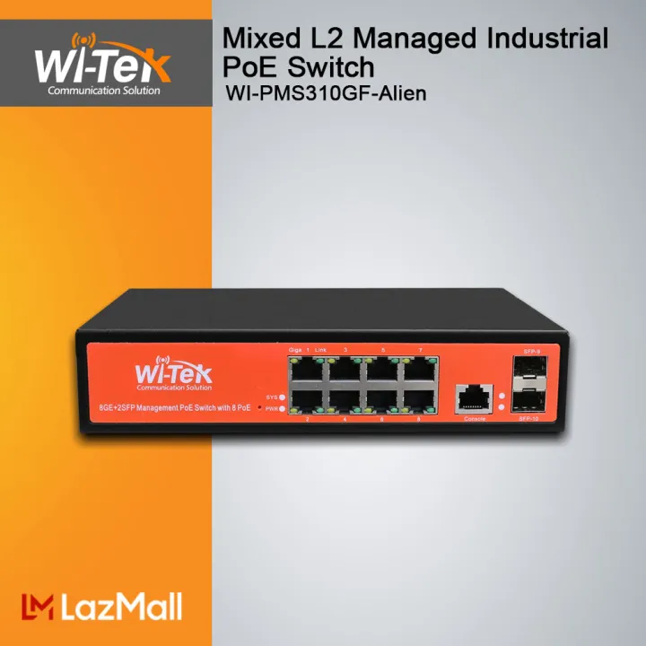 Wi-Tek WI-PMS310GF-Alien 8GE+2SFP Ports 24-48V Mixed L2 Managed ...