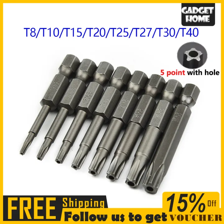Screwdriver Set 8-piece Set 1/4 Pentagonal/five-star Bit With Tape Hole ...