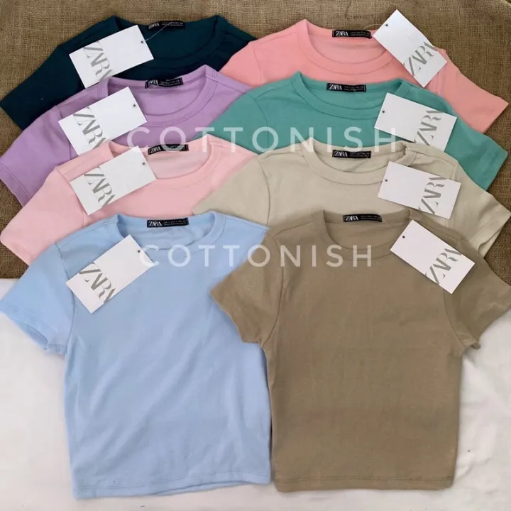 ZARA Basic Ribbed Crop Top with tags S, M, L, XL • Made in Bangladesh ...