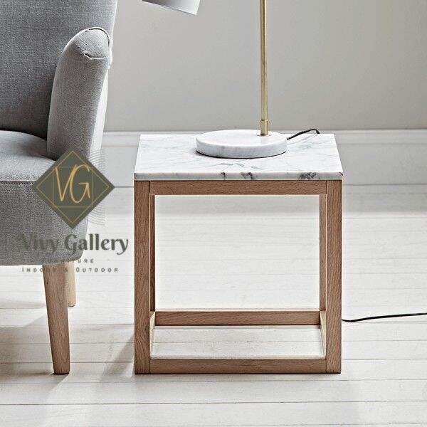 Meja samping side table marmer carara kau jati | Lazada Indonesia