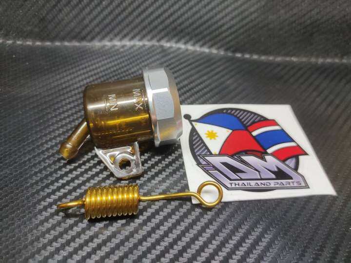 Smoked brake fluid tank with gold spring type holder (ANT LION CAP ...