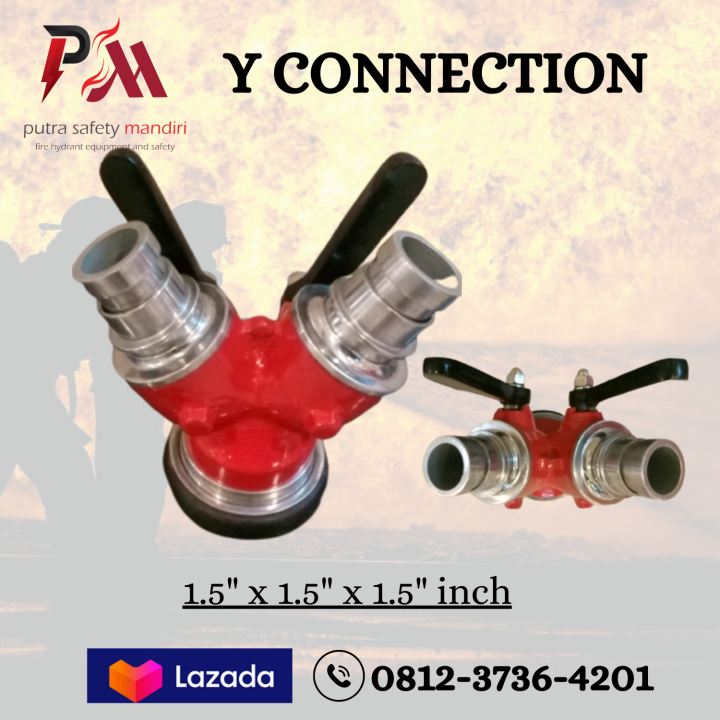 Y CONNECTION HYDRANT 1.5x1.5x1.5 INCH SAMBUNGAN CABANG SELANG PEMADAM API BODY COR TWO WAY ...