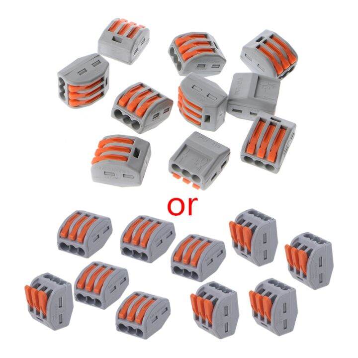 【Ready Stock】10 Pcs 3 Way Electric Cable Wire Connector Reusable Lever ...