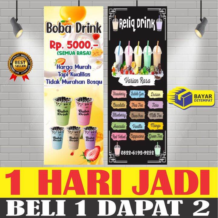 CETAK 1 HARI JADI banner spanduk jualan BOBA - ES BUAH - ES BOBA DURIAN ...