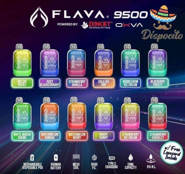 FLAVA x OXBAR 9500 Puffs 5% Disposable (FREE LANYARD)Rechargeable ...