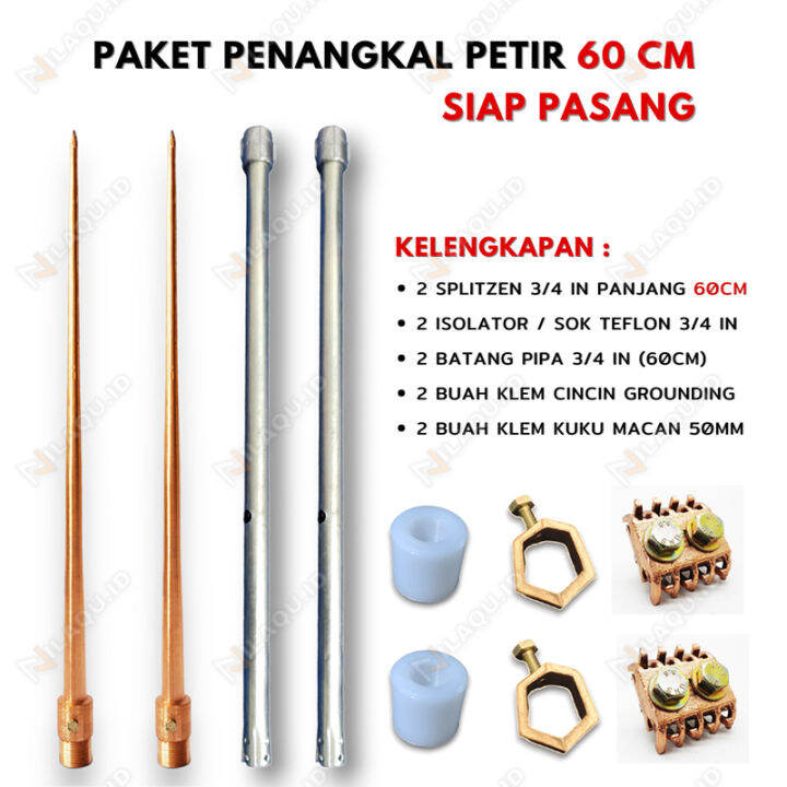Paket Lengkap Splitzen Anti Petir 2 Tombak Penangkal Petir 60 cm Siap ...