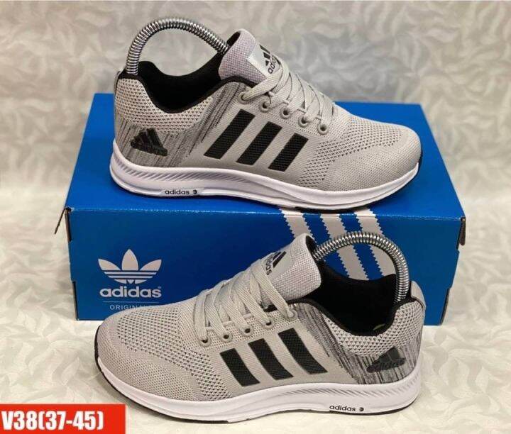 รองเท้าadidasผ้าใบอาดิดาส (สีเทา) ไซส์ ue37-45 ผู้ชาย ผู้หญิง ใส่ได้ ใส่ทำงาน พร้อมส่ง รองเท้า ...