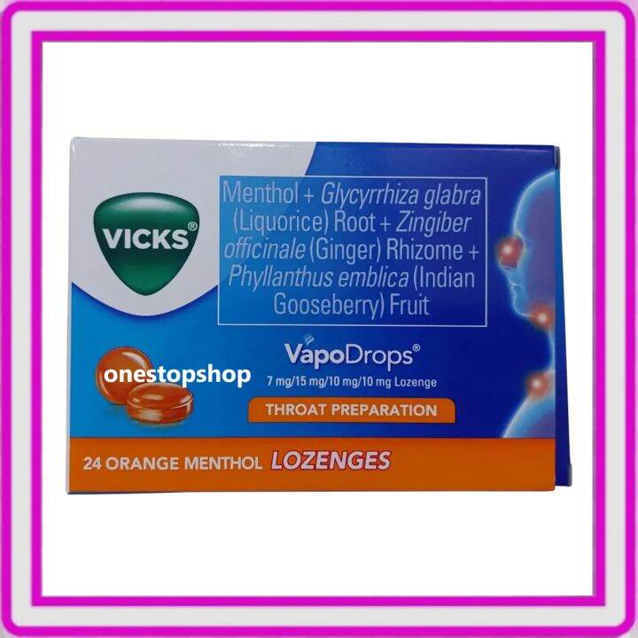Vicks VapoDrops Lozenges Orange Menthol 24s | Lazada PH