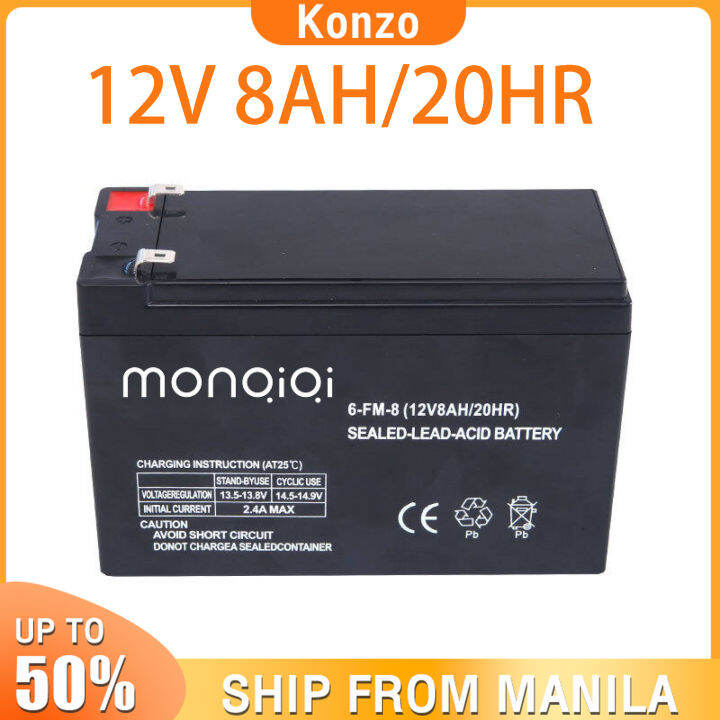 [Local seller+COD]Monqiqi 12V 8AH 20HR/6V 4.5AH/12V 12AH optional Storage Battery UPS Battery 12 ...